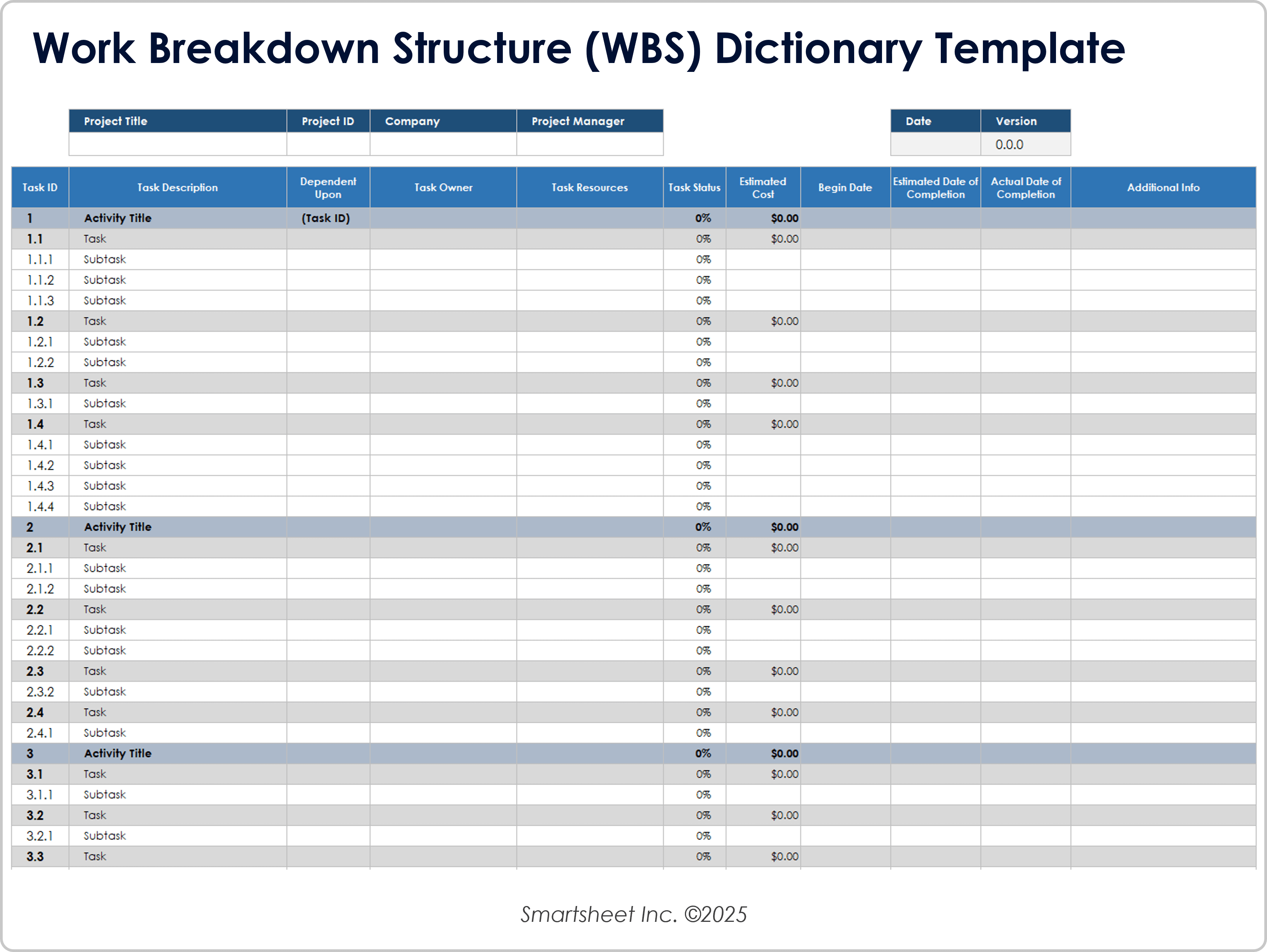 Plantillas gratuitas de estructura de desglose del trabajo (WBS)