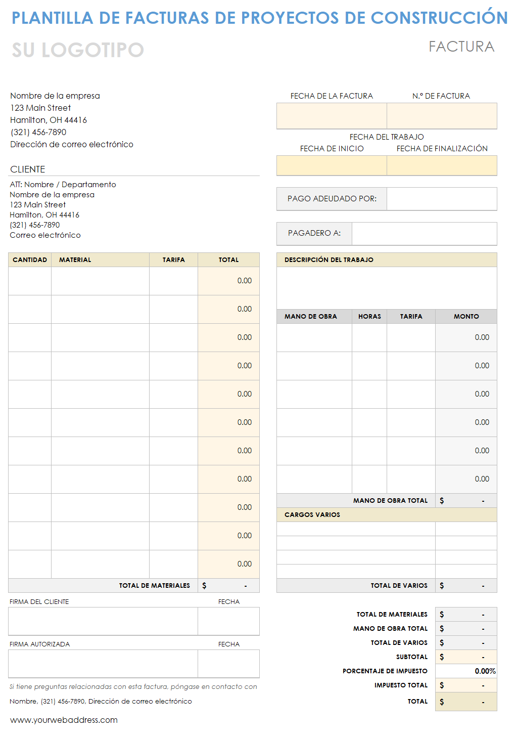 Plantillas gratuitas de facturas de construcción | Smartsheet