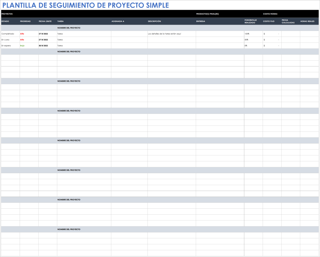 Plantillas gratuitas de seguimiento de proyectos para Hojas de cálculo de Google | Smartsheet