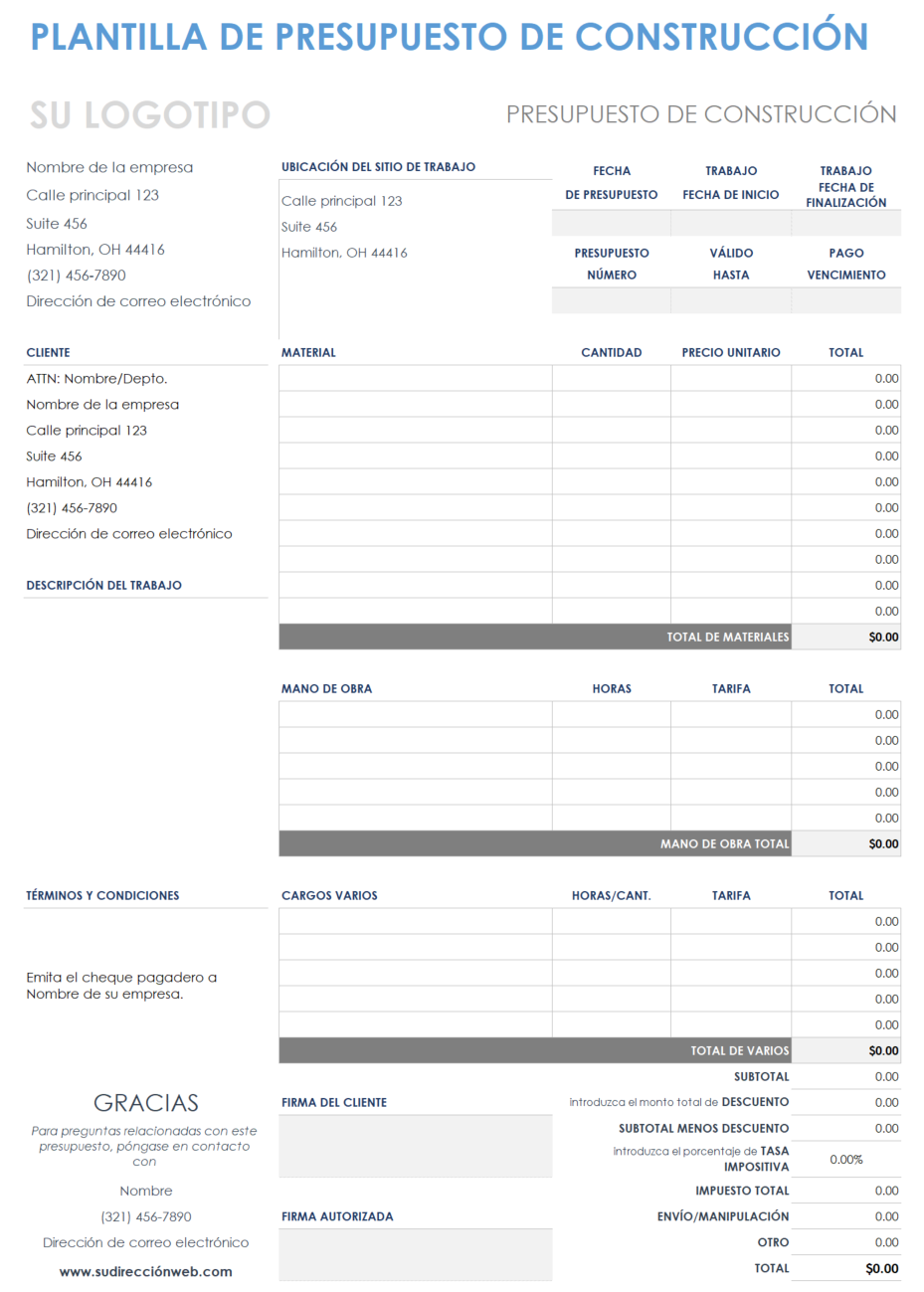 Plantillas gratuitas de presupuestos de construcción | Smartsheet