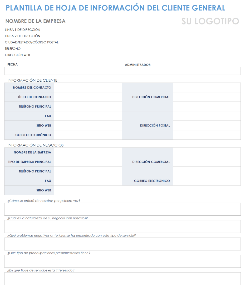 Plantillas y formularios gratuitos de información de clientes | Smartsheet
