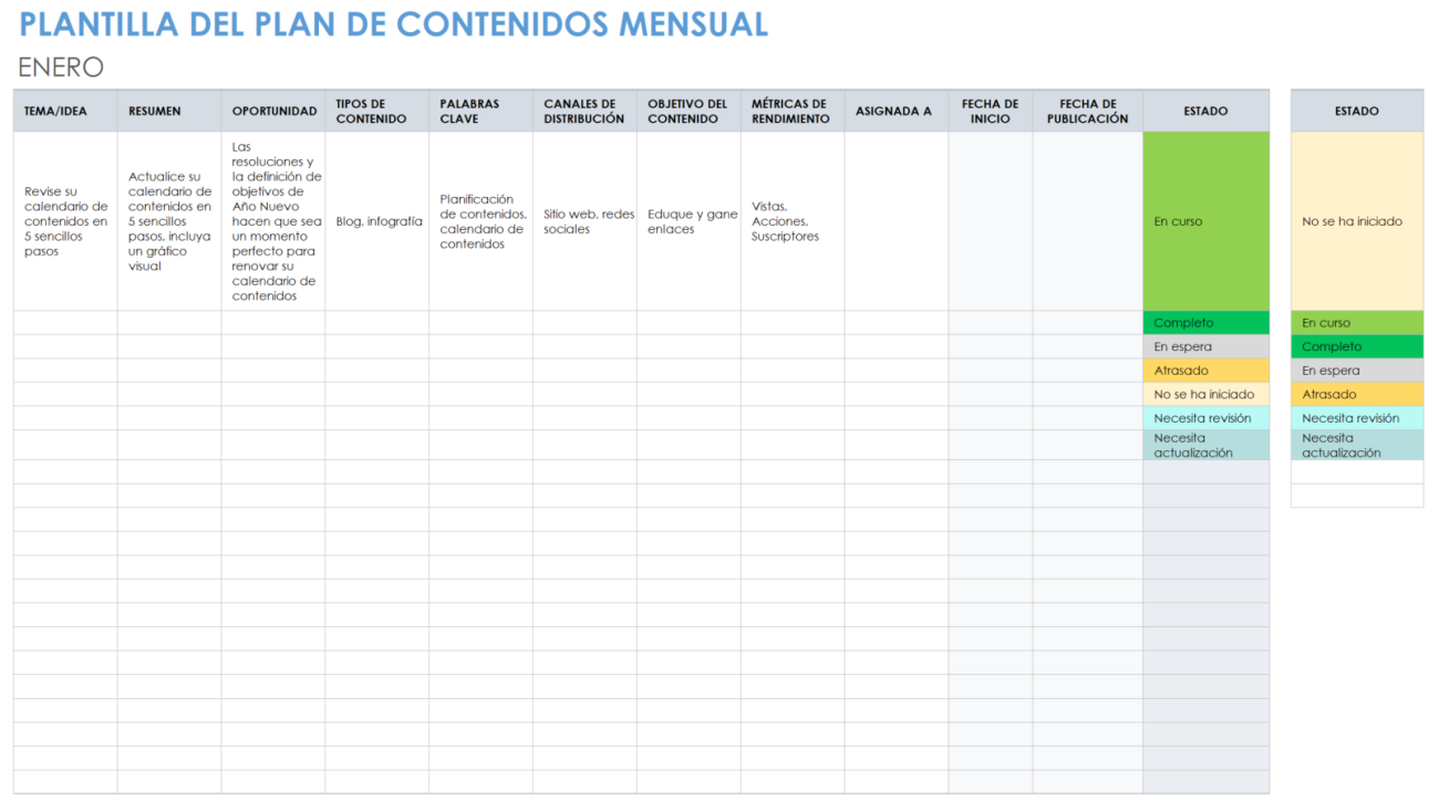 Más de diez plantillas gratuitas de plan de contenido | Smartsheet