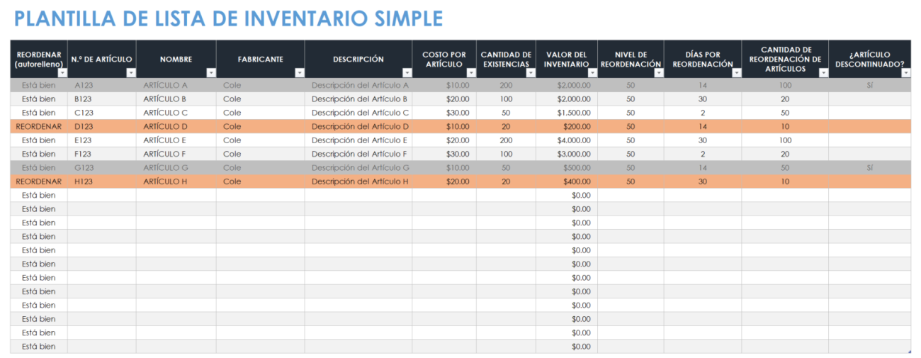 Plantillas gratuitas de listas de inventario | Smartsheet