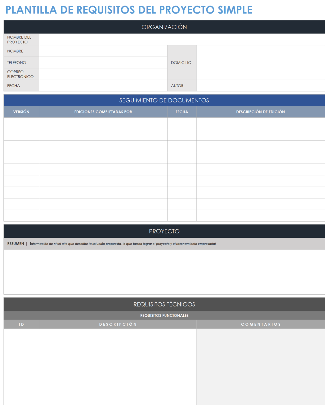 Plantillas gratuitas de requisitos del proyecto | Smartsheet