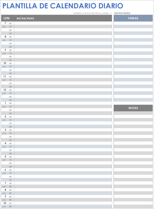 Plantillas de calendario diario gratuitas para imprimir | Smartsheet