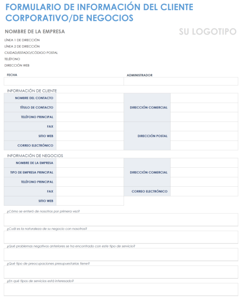 Plantillas y formularios gratuitos de información de clientes | Smartsheet