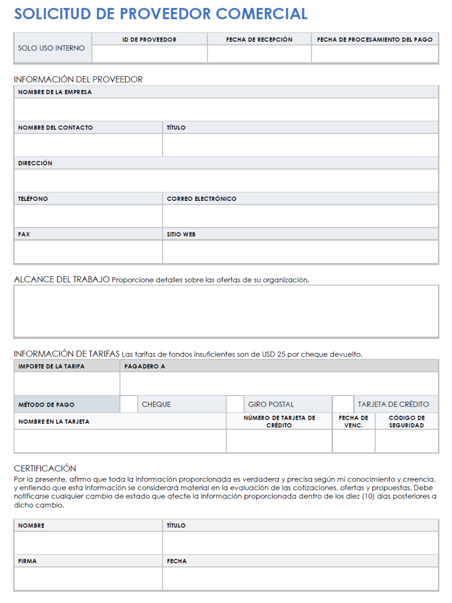 Formularios y plantillas gratuitos de solicitudes de proveedores ...