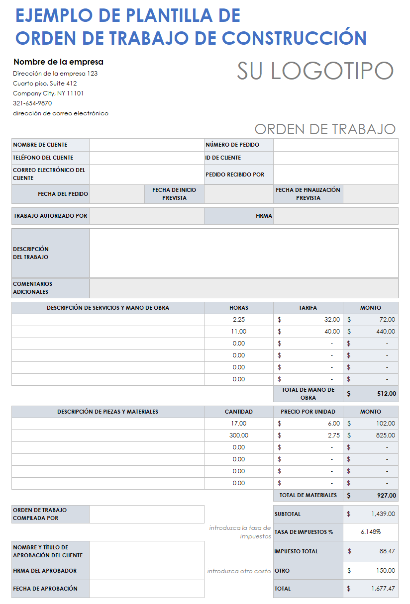 Plantillas y formularios gratuitos de órdenes de trabajo de ...