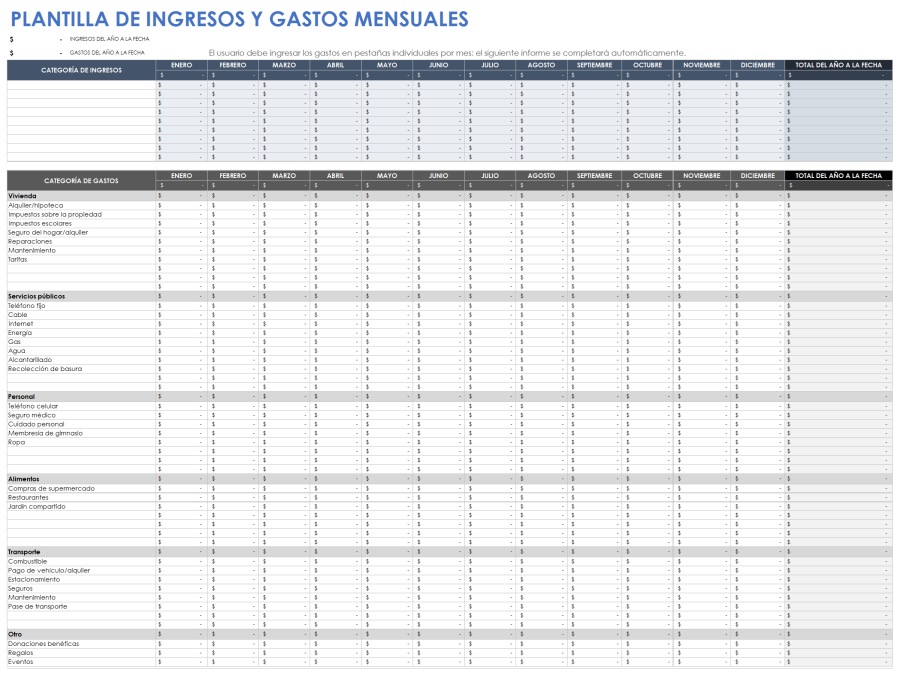 Plantillas de presupuesto mensual para Google Sheets | Smartsheet