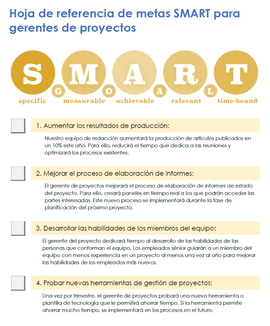 Metas SMART para gerentes de proyectos | Smartsheet