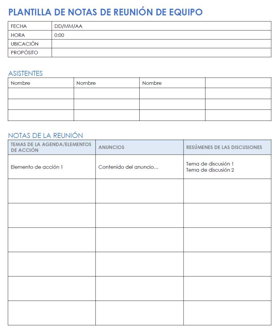 Plantillas gratuitas de reuniones de equipo | Smartsheet