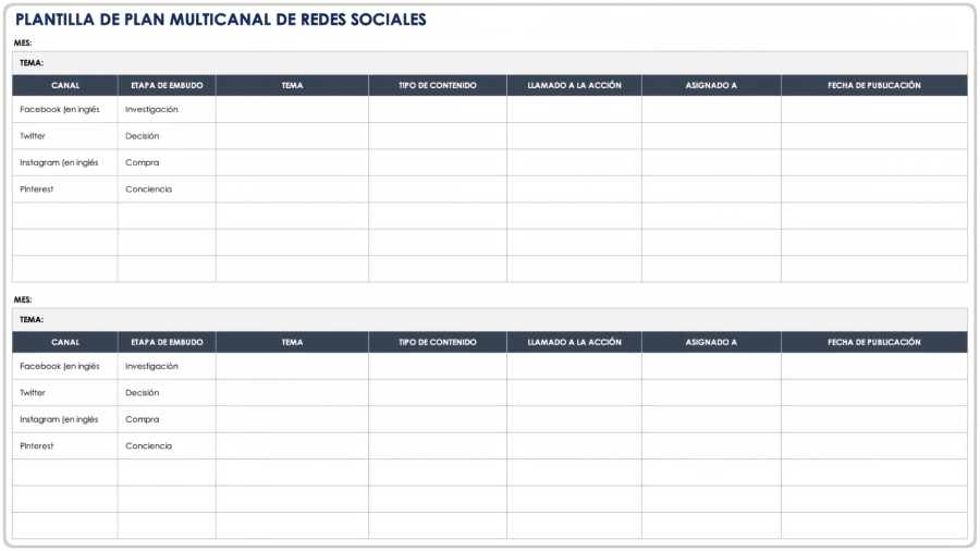 Plantillas gratuitas de plan de marketing en redes sociales | Smartsheet