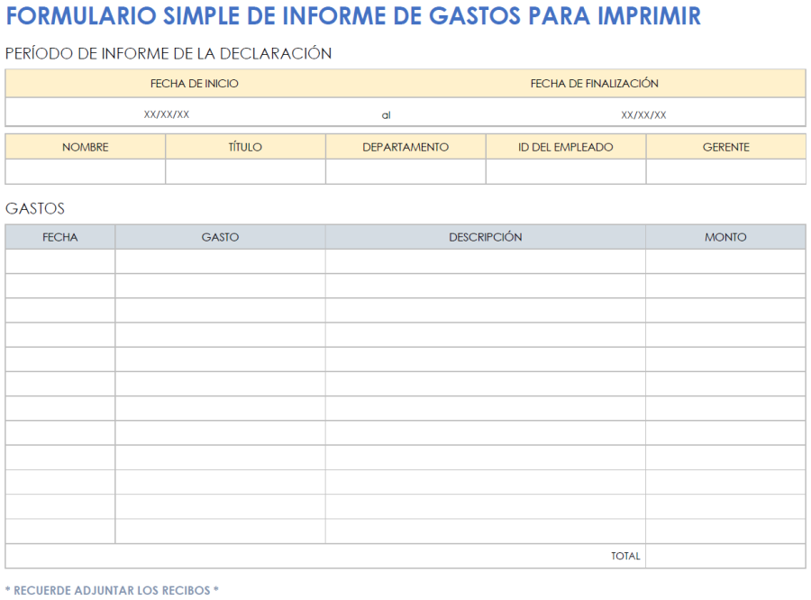 Plantillas y formularios gratuitos de informes de gastos en PDF | Smartsheet