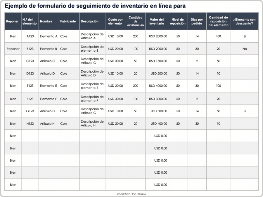 Hojas y plantillas gratuitas de inventario en PDF: se pueden editar e ...