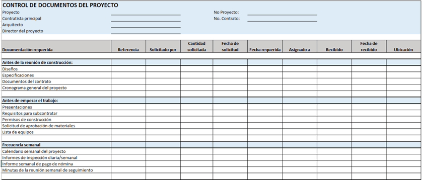 Plantillas gratis de Excel para proy. de construcción