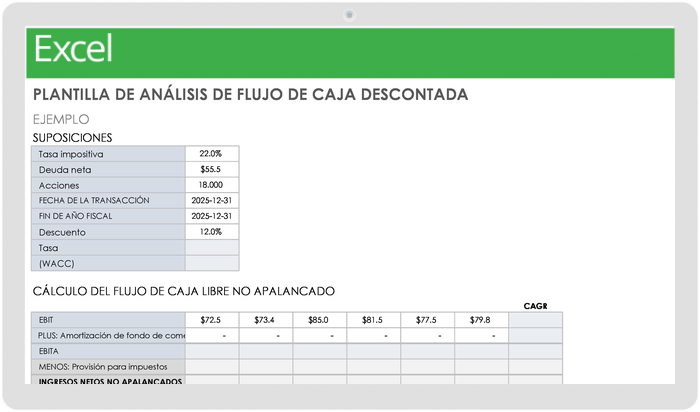 Plantillas gratuitas de flujo de caja con descuento | Smartsheet