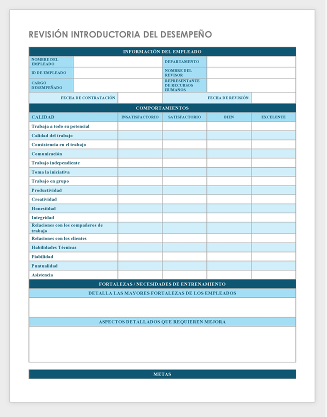 Plantillas gratuitas de evaluación del desempeño de los empleados ... Plantillas gratuitas de evaluación del desempeño de los empleados ...