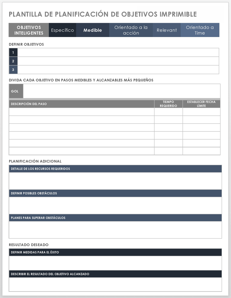 Plantillas gratuitas para la definición y el seguimiento de objetivos ...