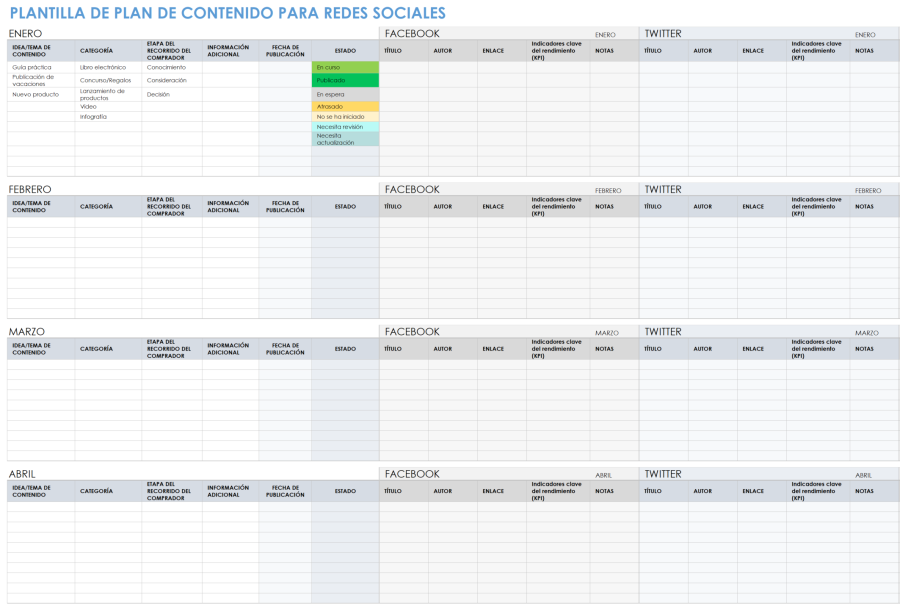 Más de diez plantillas gratuitas de plan de contenido | Smartsheet